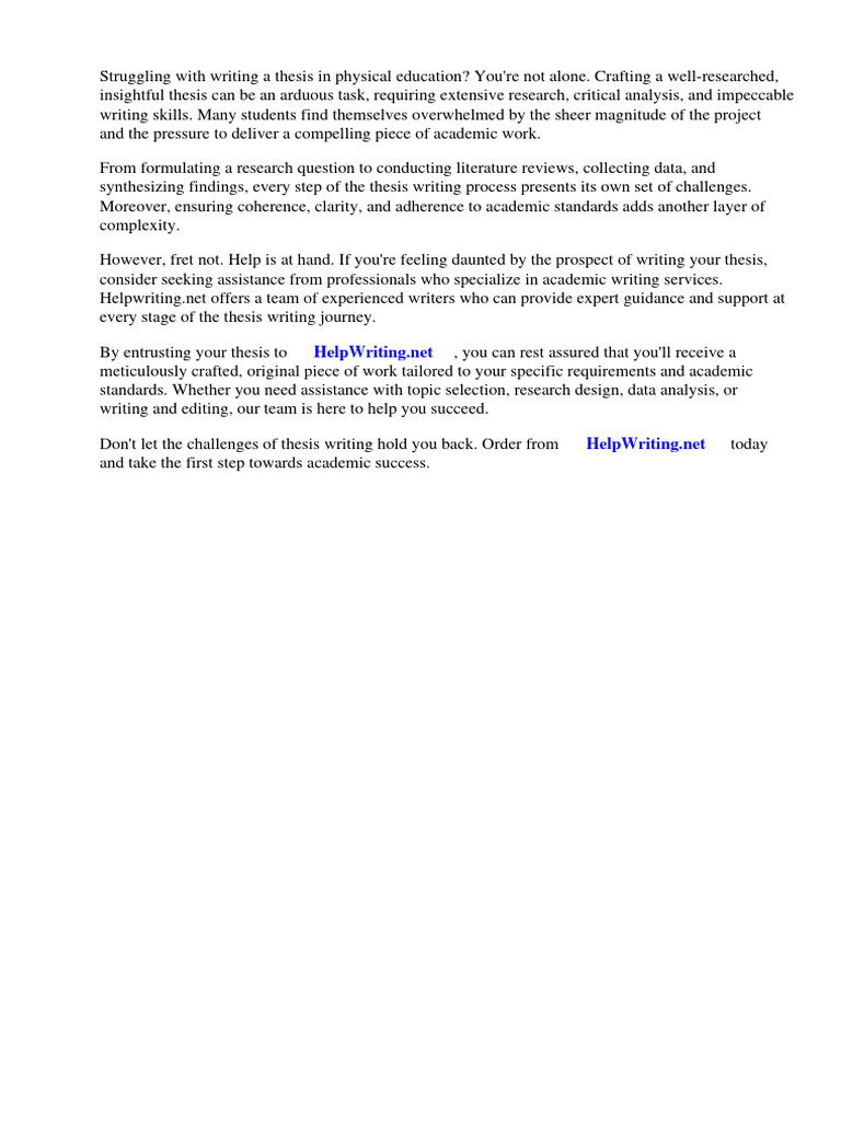 Sample Thesis Title for Physical Education | PDF