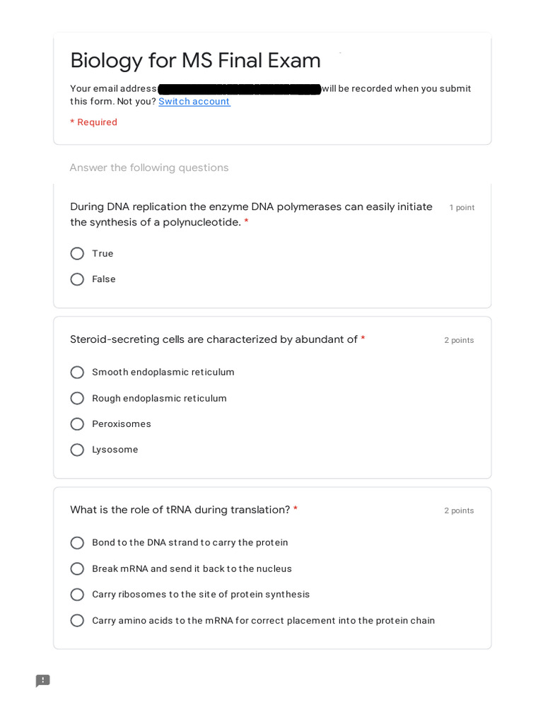 General Biology Final Exam | PDF | Biosynthesis | Dna Replication