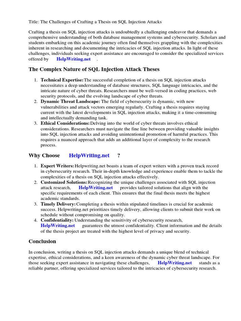 Thesis On Sql Injection Attack Pdf 