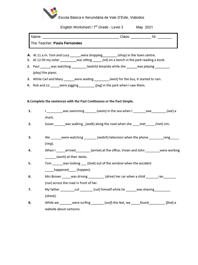 Correction of The Worksheet | PDF