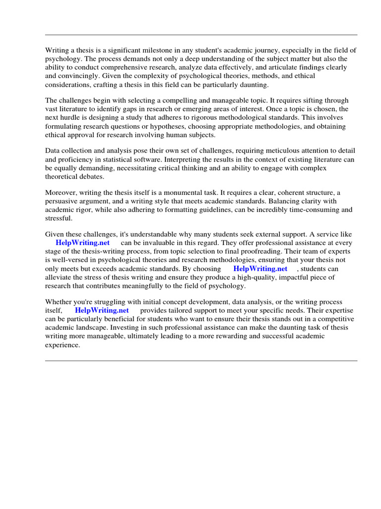 Sample Thesis Title in Psychology | PDF