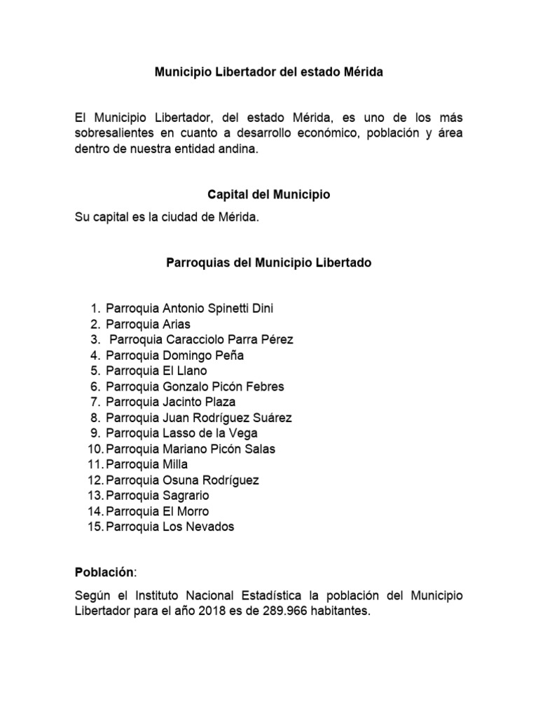 Municipio Libertador Del Estado Mérida | PDF