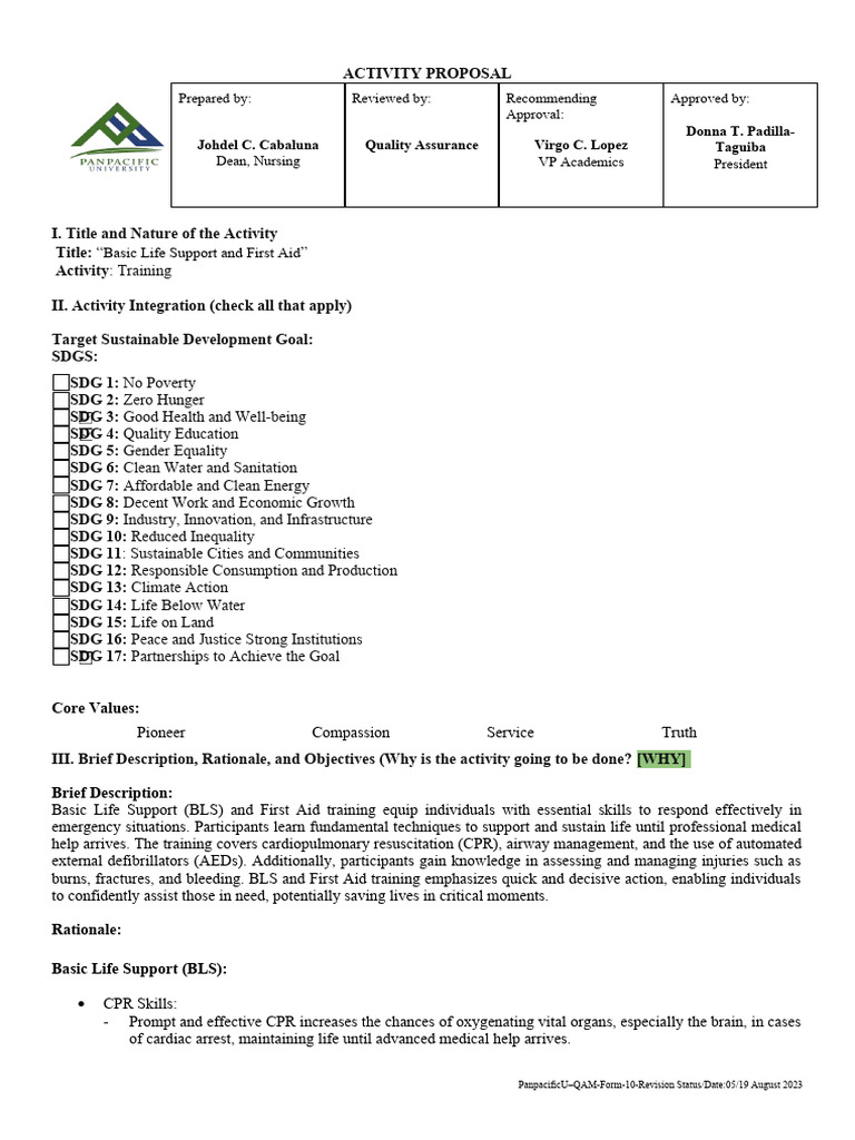 Blsfirst Aid Training - Proposal | PDF