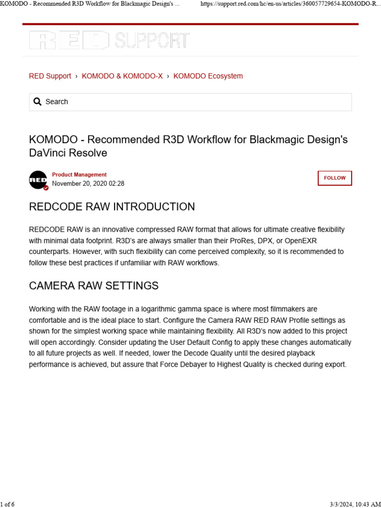 KOMODO - Recommended R3D Workflow for Blackmagic Design's DaVinci ... KOMODO - Recommended R3D Workflow for Blackmagic Design's DaVinci ...