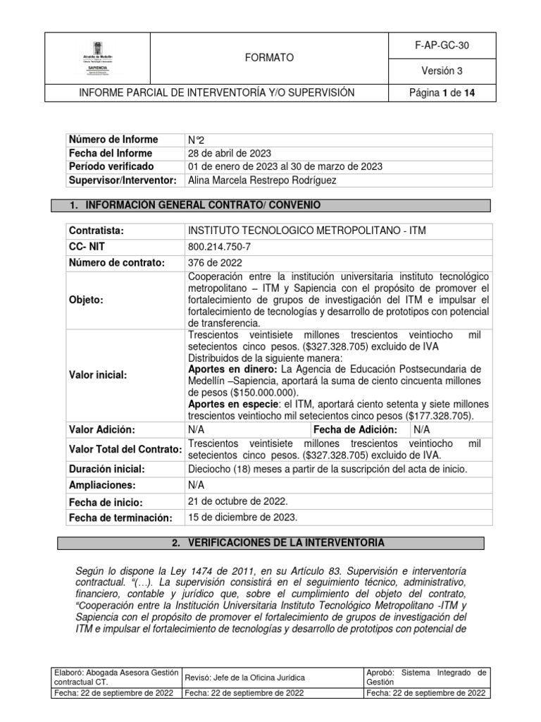 Informe Superv 2 Conv 376 2022-1 | PDF
