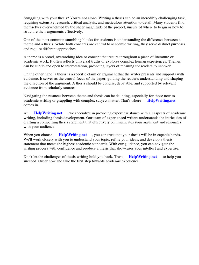 Theme Thesis Difference | PDF | Thesis | Methodology