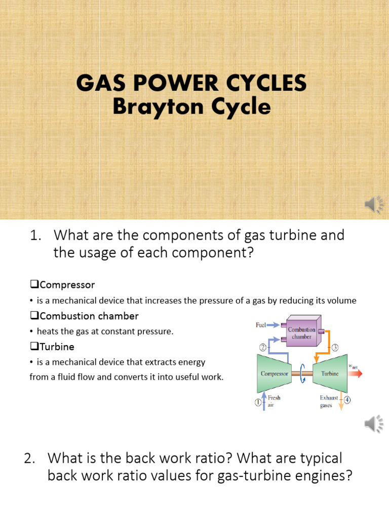 Gas Power Cycles Brayton Cycle | PDF | Gas Turbine | Gases