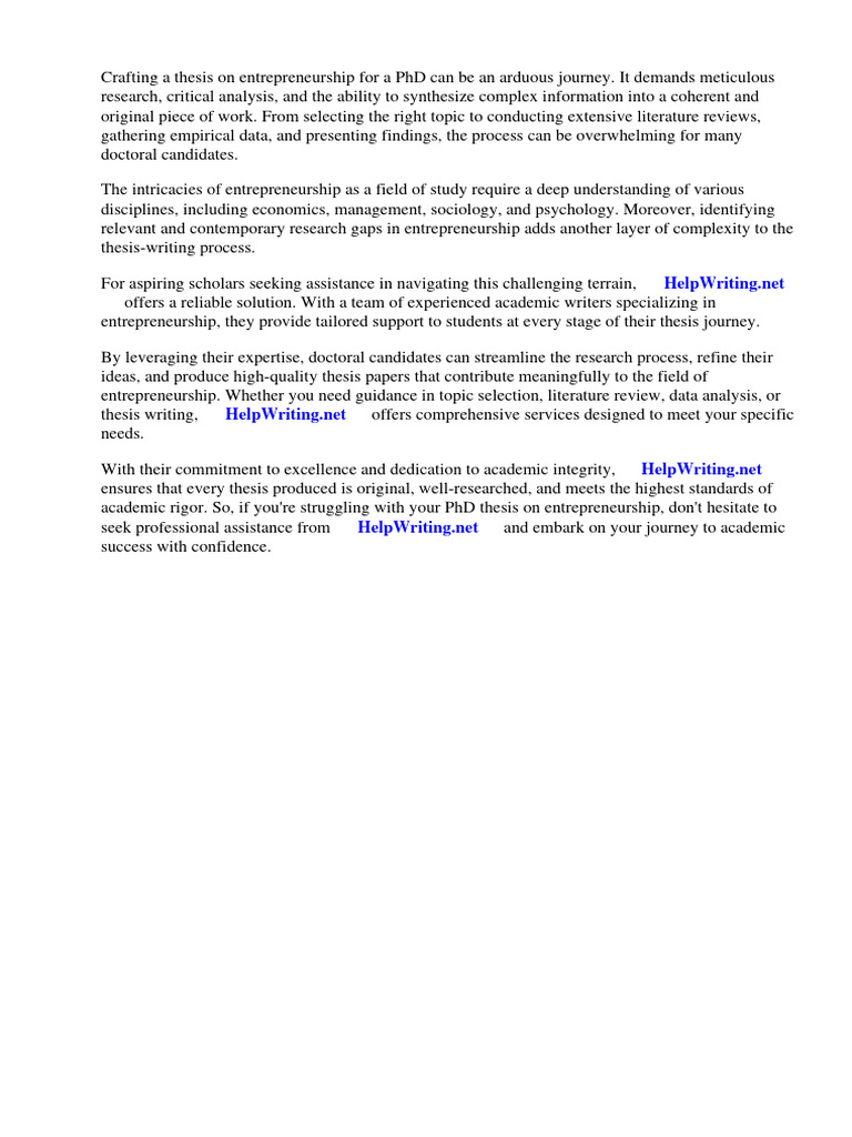 PHD Thesis Topics Entrepreneurship | PDF