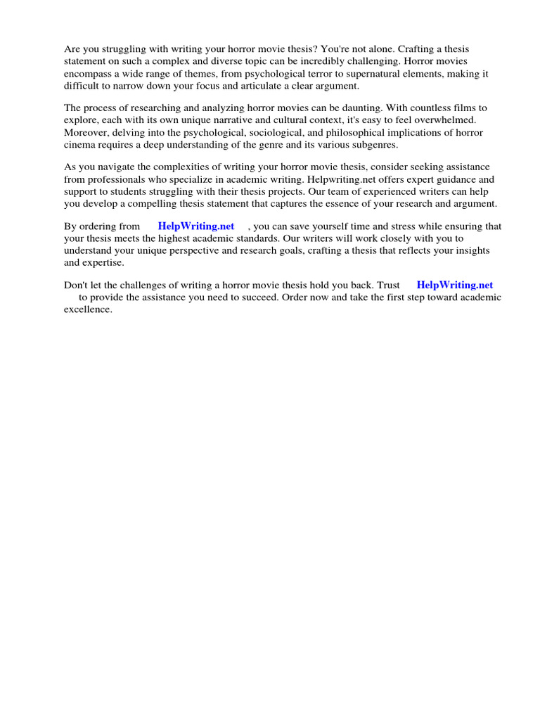 Horror Movie Thesis Statement | PDF