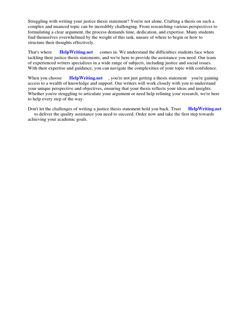 Justice Thesis Statement | PDF
