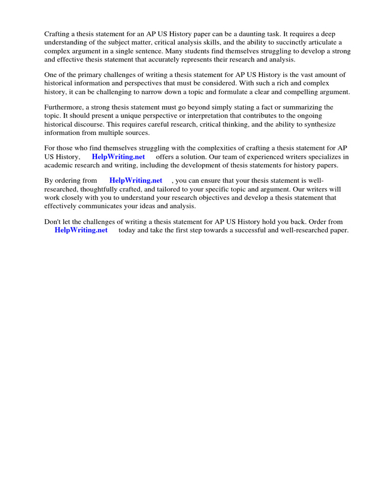 AP Us History Thesis Statement Examples | PDF | Essays | Thesis