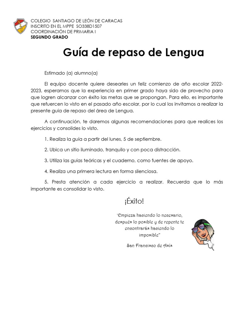 Guia Lenguaje 2do Grado Pdf