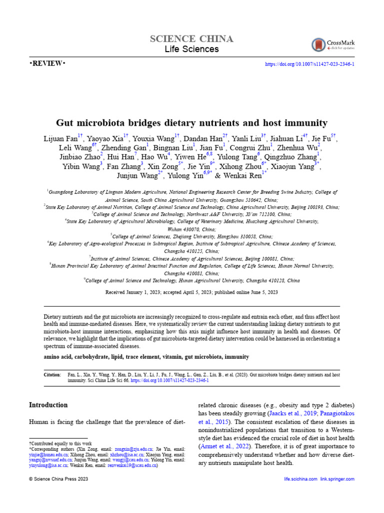 Dietary Nutrients, Gut Microbiota, Immunity | PDF | Self-Improvement ...