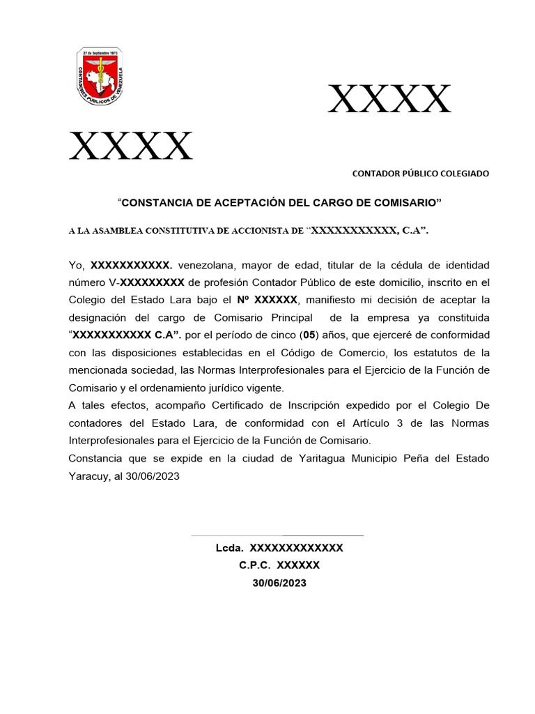 Aceptacion Comisario | PDF | Contador | Justicia