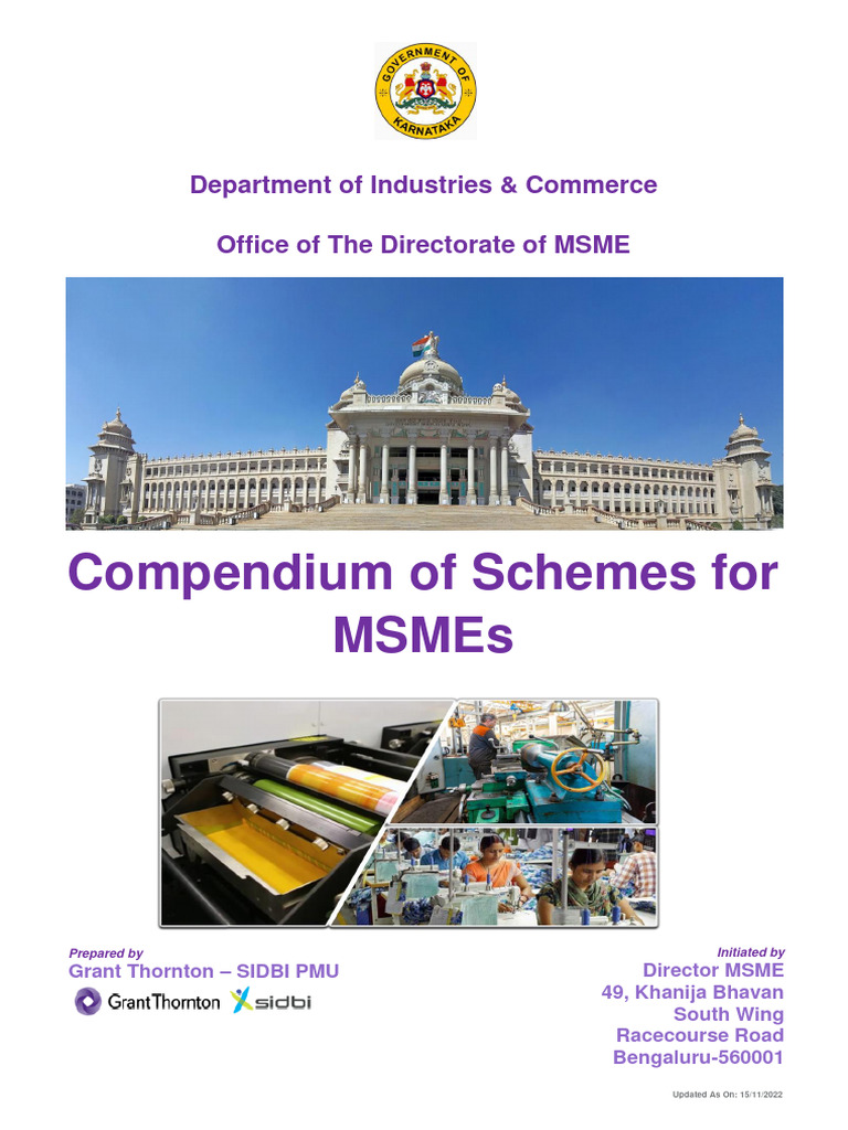 Compendium of Government of India & Karnataka Schemes | PDF | Small And ...