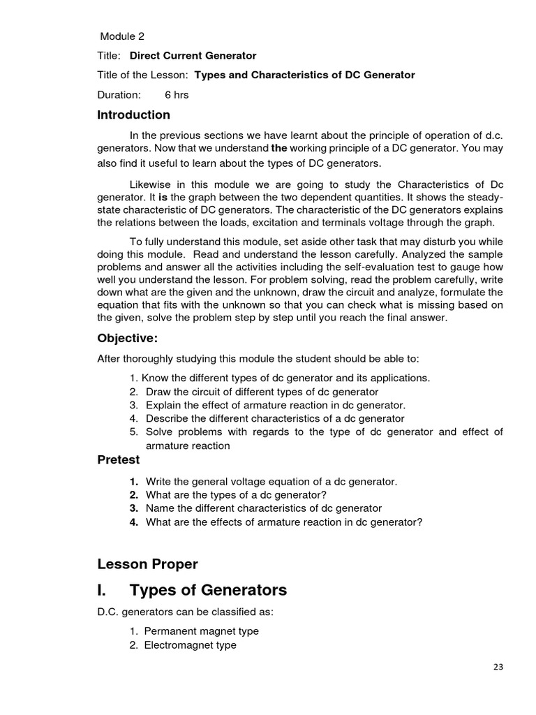 Module 2 | PDF | Electric Generator | Direct Current