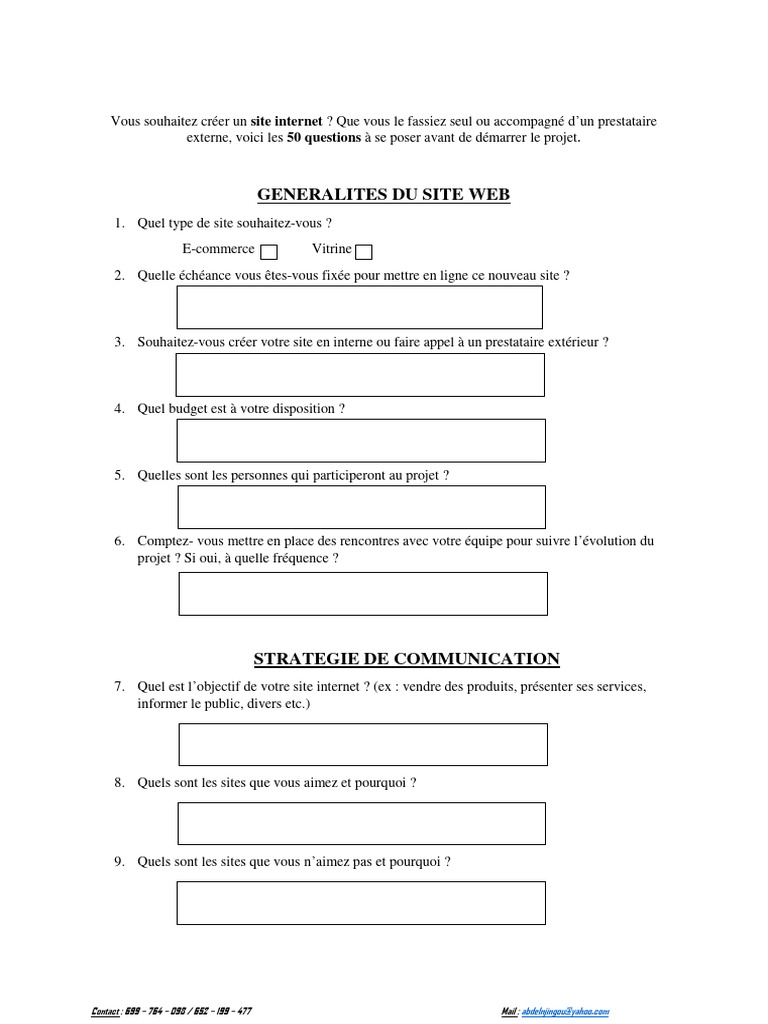 Questionnaire Site Web | PDF