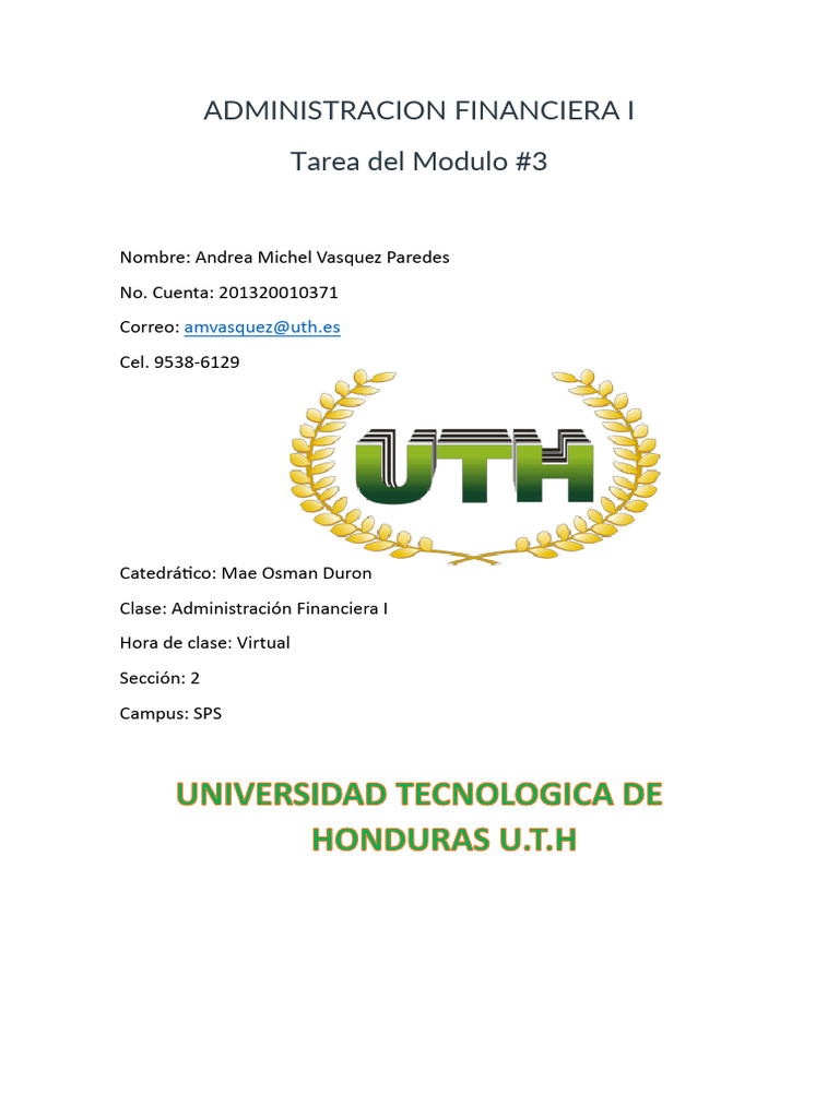 Administracion Financiera i Tarea Modulo 3 | PDF