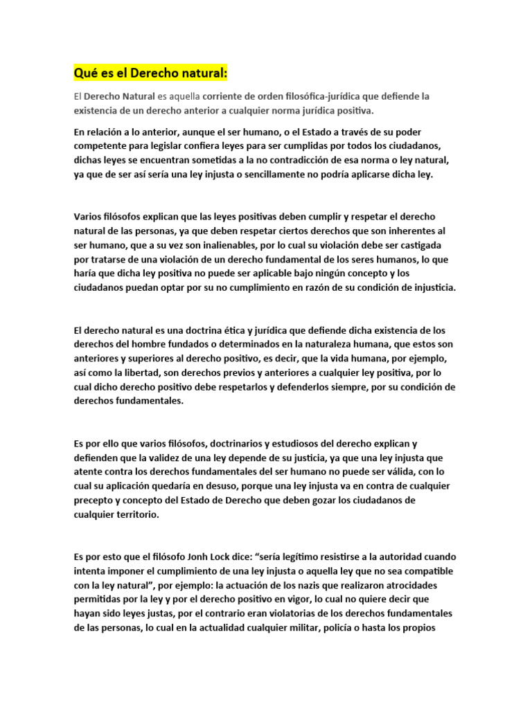 Qué Es El Derecho Natural 1 | PDF | La Ley natural | Derechos humanos