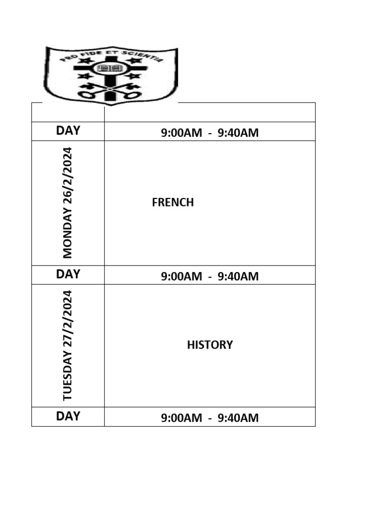 JSS 2 Online Lesson Timetable 2024 | PDF