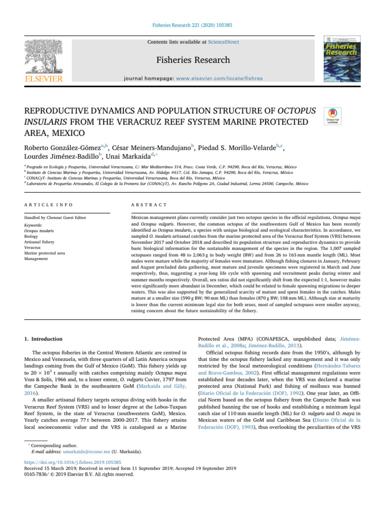 González-Gómez Et Al 2020 Reproductive Dynamics Octopus Insularis ...