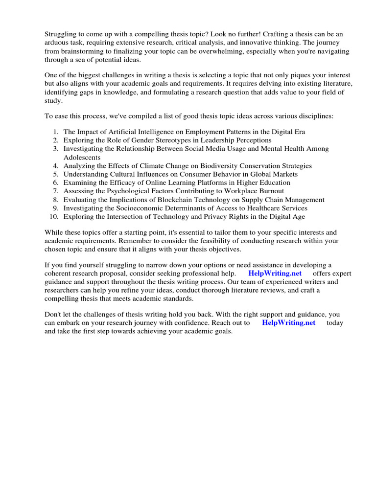 Good Thesis Topic Ideas | PDF | Thesis | Social Media