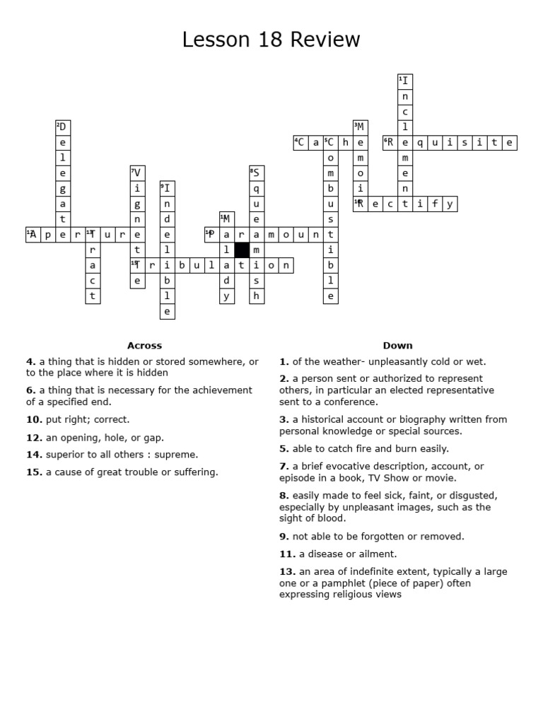 Lesson 18 Review - Crossword Labs | PDF