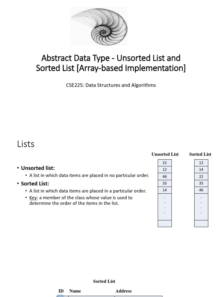List - Unsorted and Sorted | PDF | Data | Computer Science