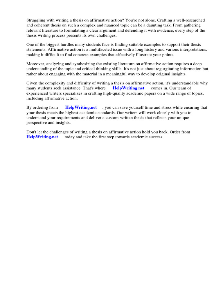Thesis Writing on Affirmative Action | PDF | Affirmative Action | Civil ...