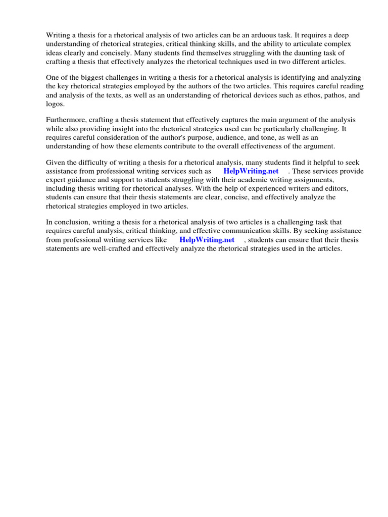 How To Write A Thesis For A Rhetorical Analysis of Two Articles | PDF ...