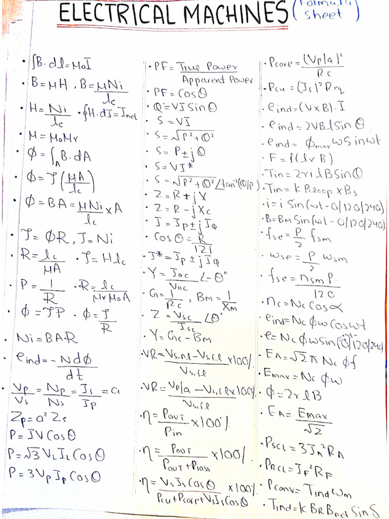Em Formulae Sheet | PDF
