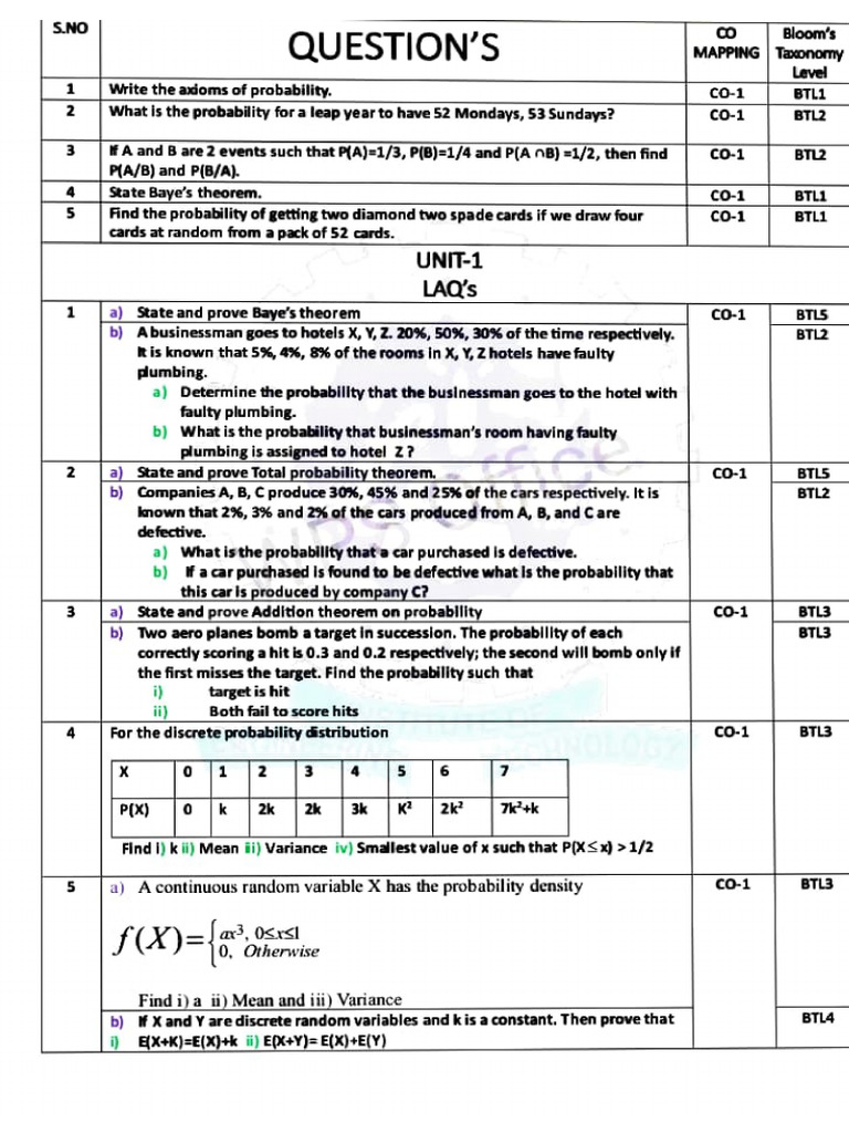 M3 Unit 1 QB Solutions | PDF