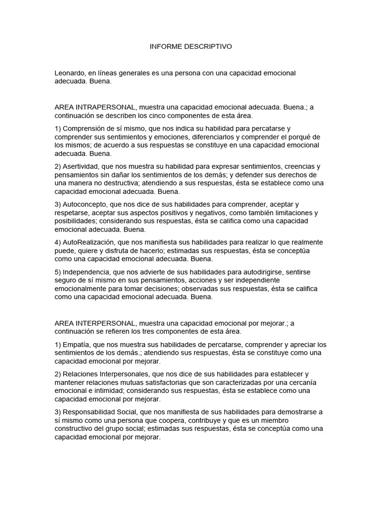 INFORME DESCRIPTIVO Leonardo | PDF