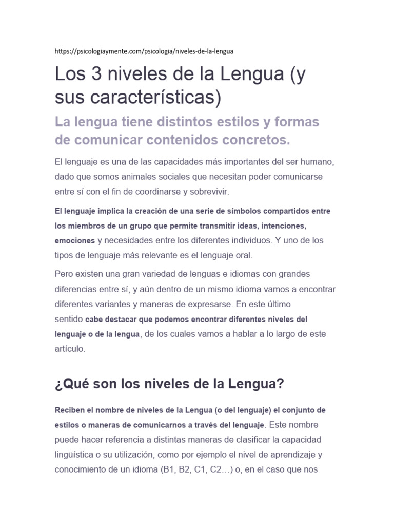 Niveles Del Lenguaje (1) - 3 - 388941154 | PDF | Léxico | Palabra