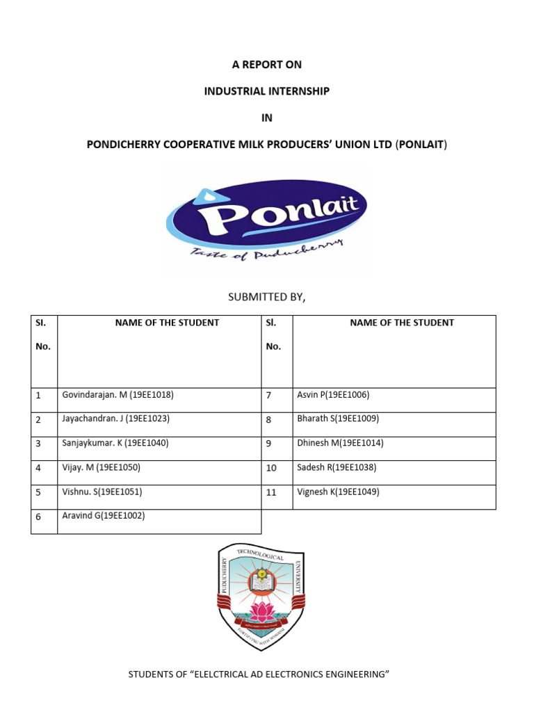 Ponlait Intern Eee3 2023-1 | PDF | Heat Transfer | Milk