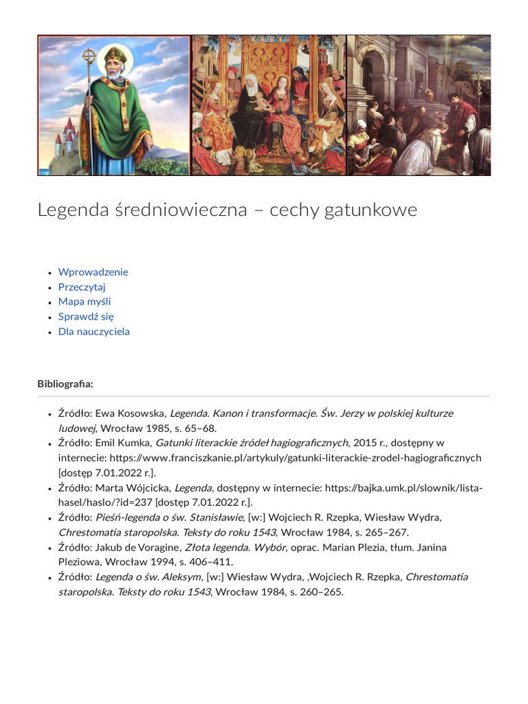 Legenda_sredniowieczna_cechy_gatunkowe | PDF