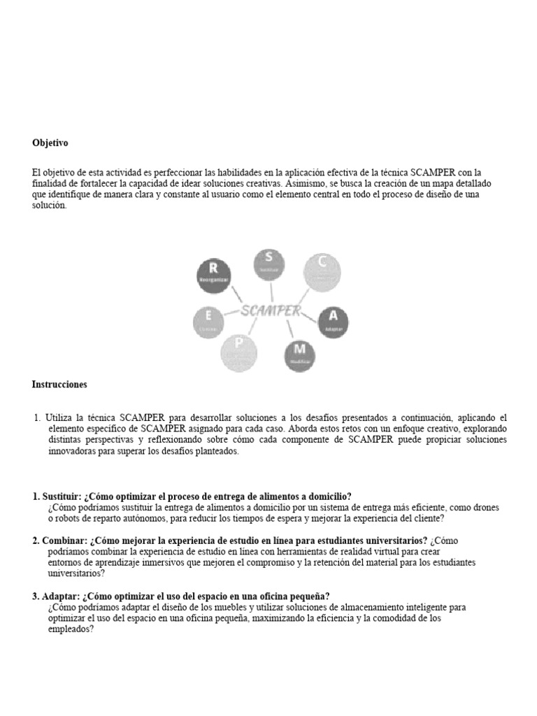 Ejemplo de SCAMPER | PDF