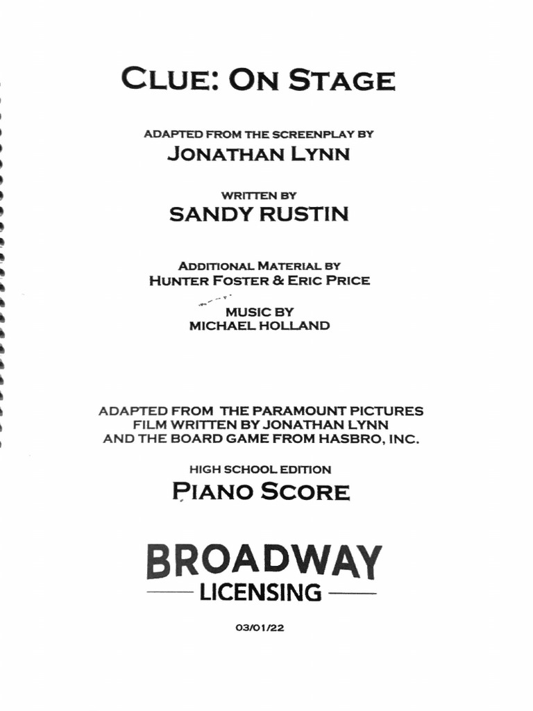 Clue: On Stage (Piano Score) | PDF