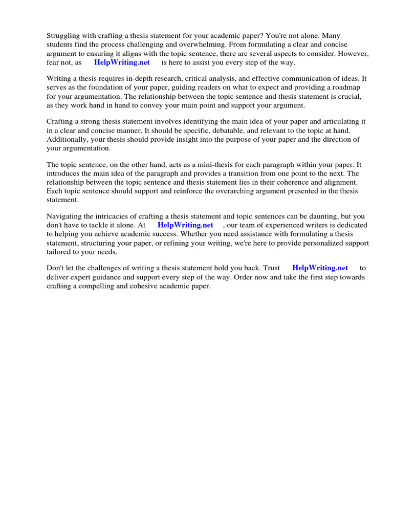 Relationship Between Topic Sentence and Thesis Statement | PDF ...
