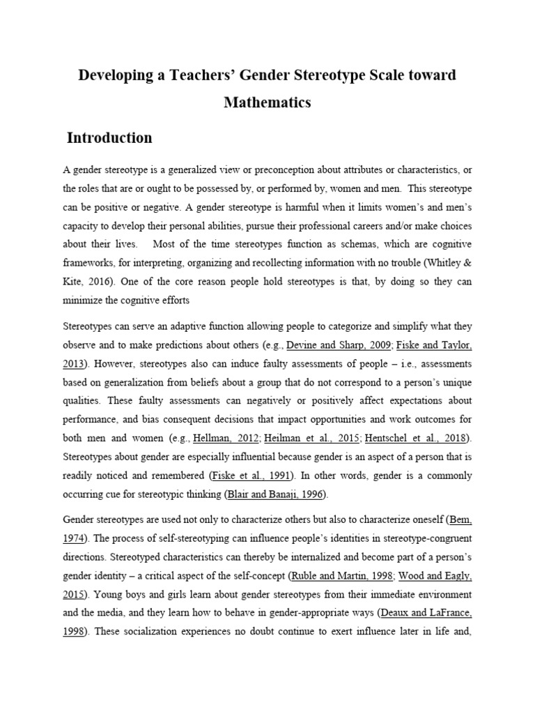 Developing A Gender Stererotype Scale | PDF | Stereotypes | Gender Studies