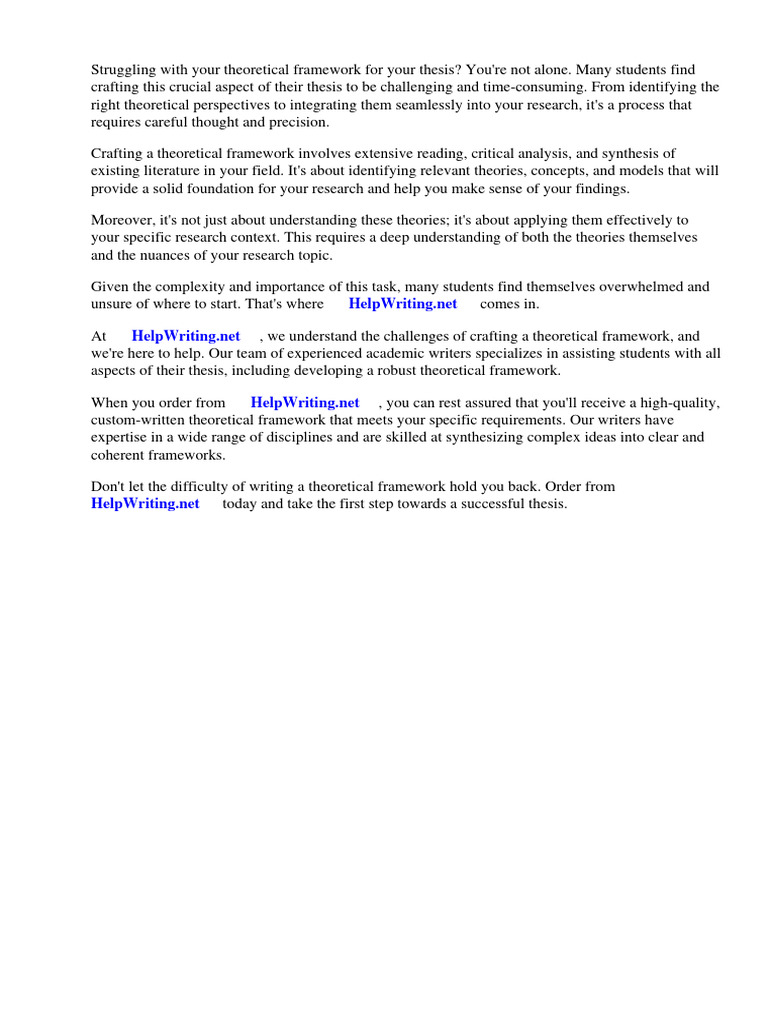 Theoretical Framework Thesis Example | PDF
