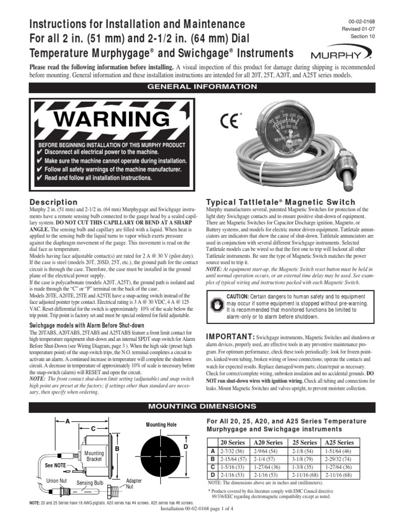 Murphy 20t 25t Installation | PDF
