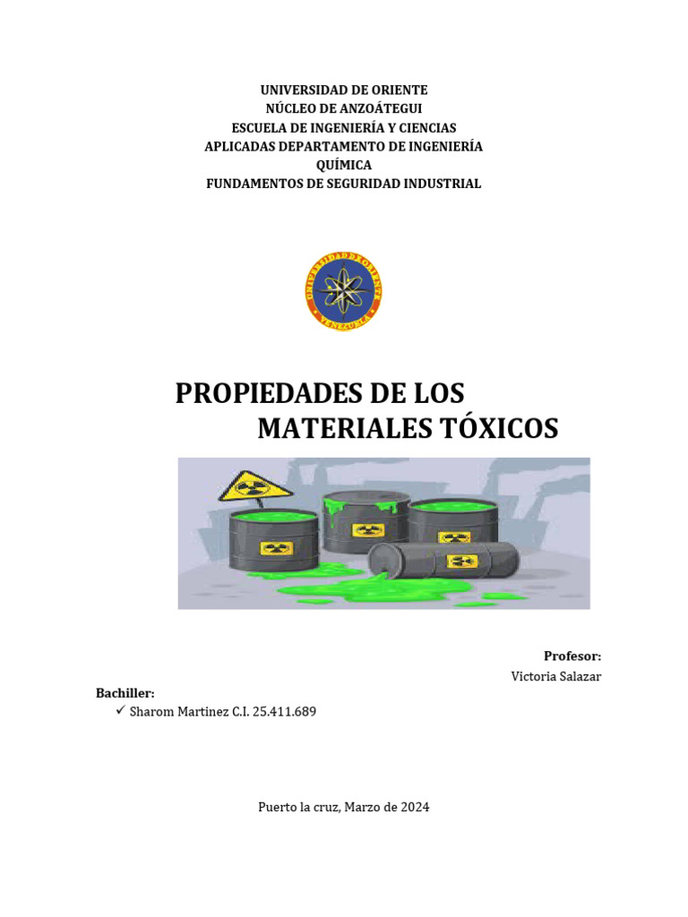 Tema Iii Propiedades de Los Materiales Toxicos | PDF | Higiene ...