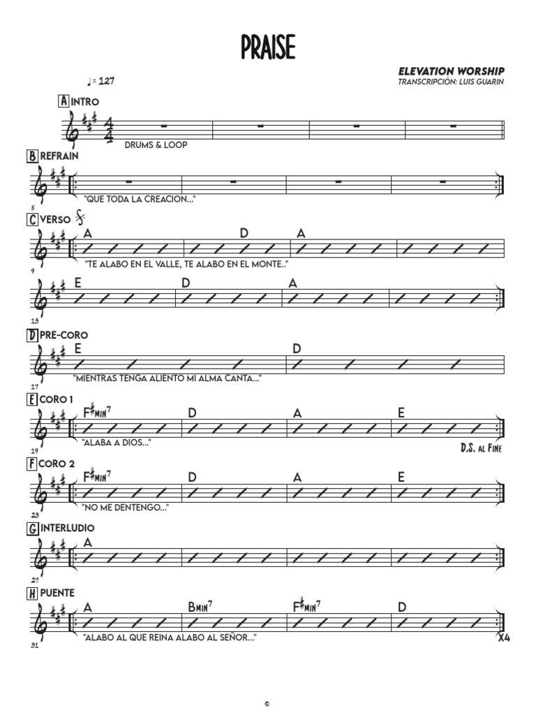 Praise (A) T.O - Elevation Worship - SCORE | PDF