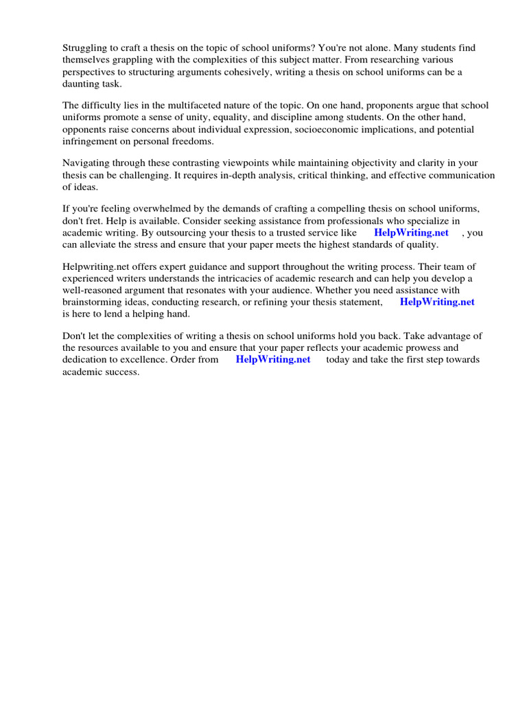 School Uniform Thesis Sentence | PDF | Essays | Thesis