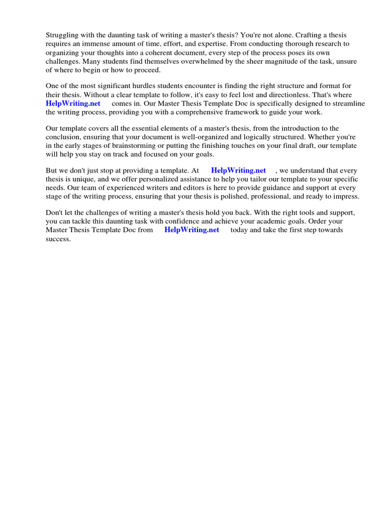 Master Thesis Template Doc | PDF | Thesis | Microsoft Word Master Thesis Template Doc | PDF | Thesis | Microsoft Word