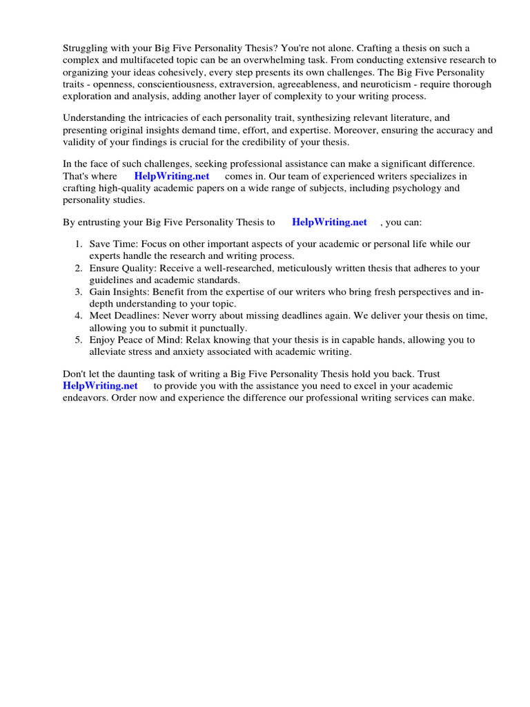 Big Five Personality Thesis | PDF