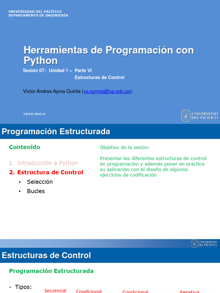 Sesión 07 - Unidad 1 - Estructuras de Control II | PDF | Python (lenguaje de programación ...