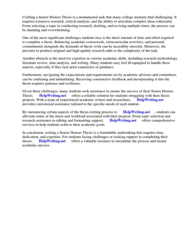 Senior Honors Thesis Writing Help | PDF | Thesis | Akaike Information ...