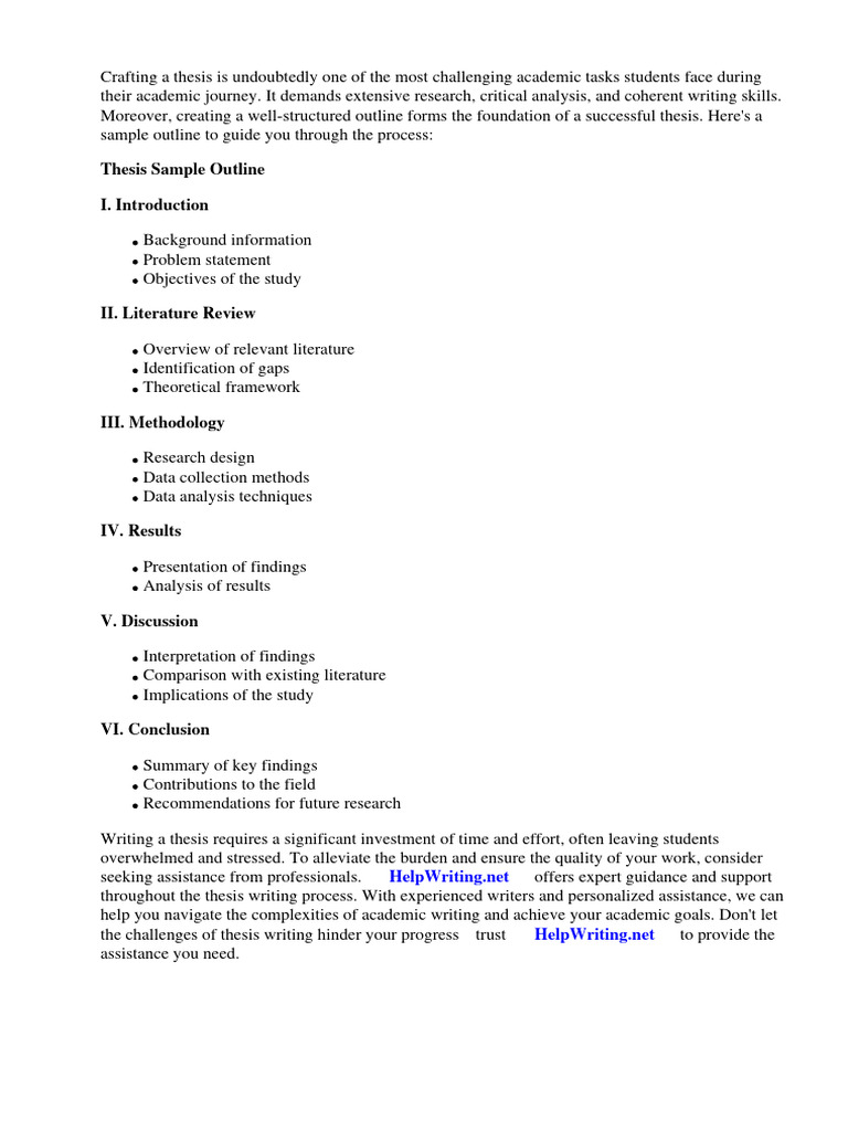 Thesis Sample Outline | PDF | Thesis | Essays